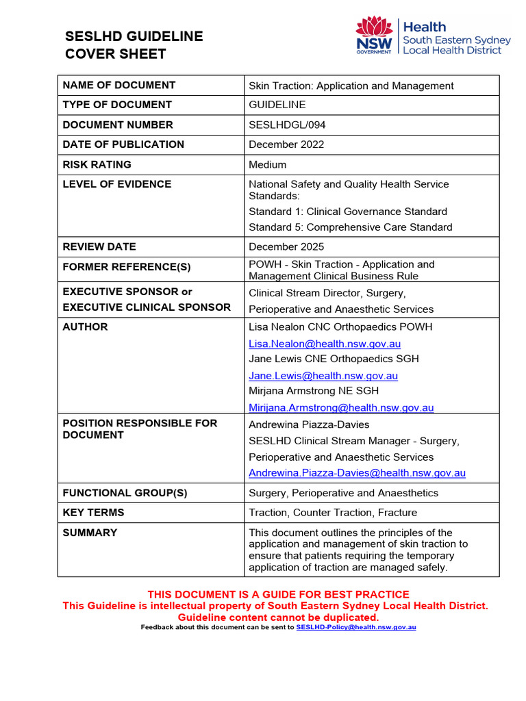Skin Traction Management Guidelines | PDF | Nursing | Foot