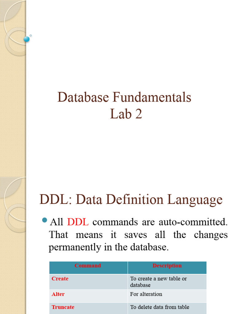 Database Fundamentals Lab2 | PDF
