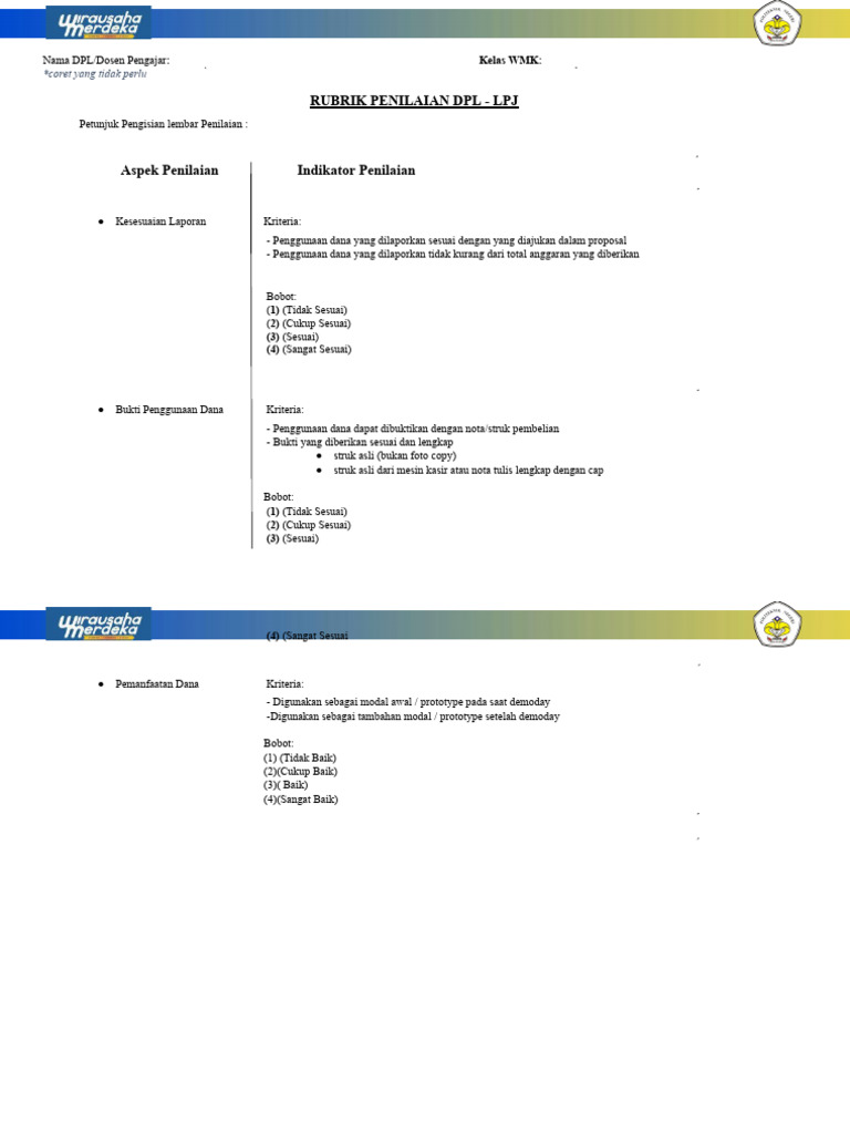 Form Penilaian DPL LPJ | PDF