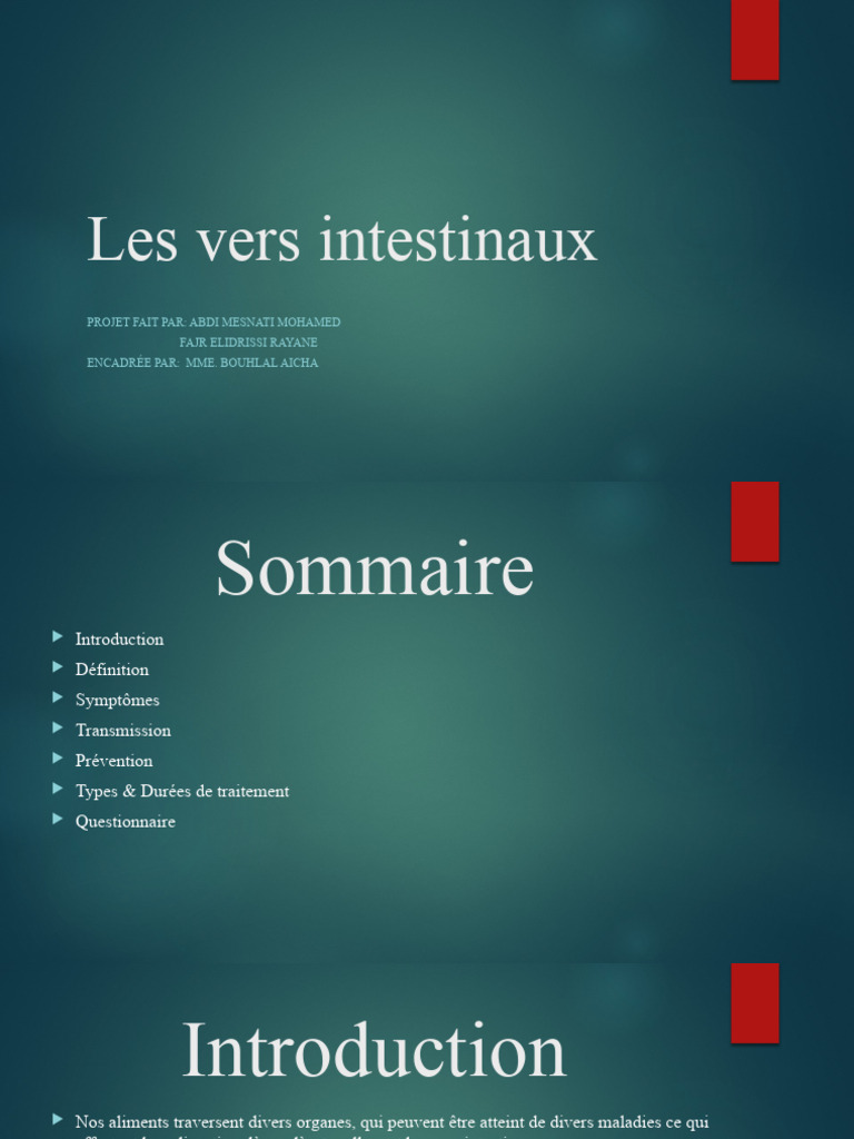 SC - Les Vers Intestinaux | PDF | Tractus gastro-intestinal | Nourritures