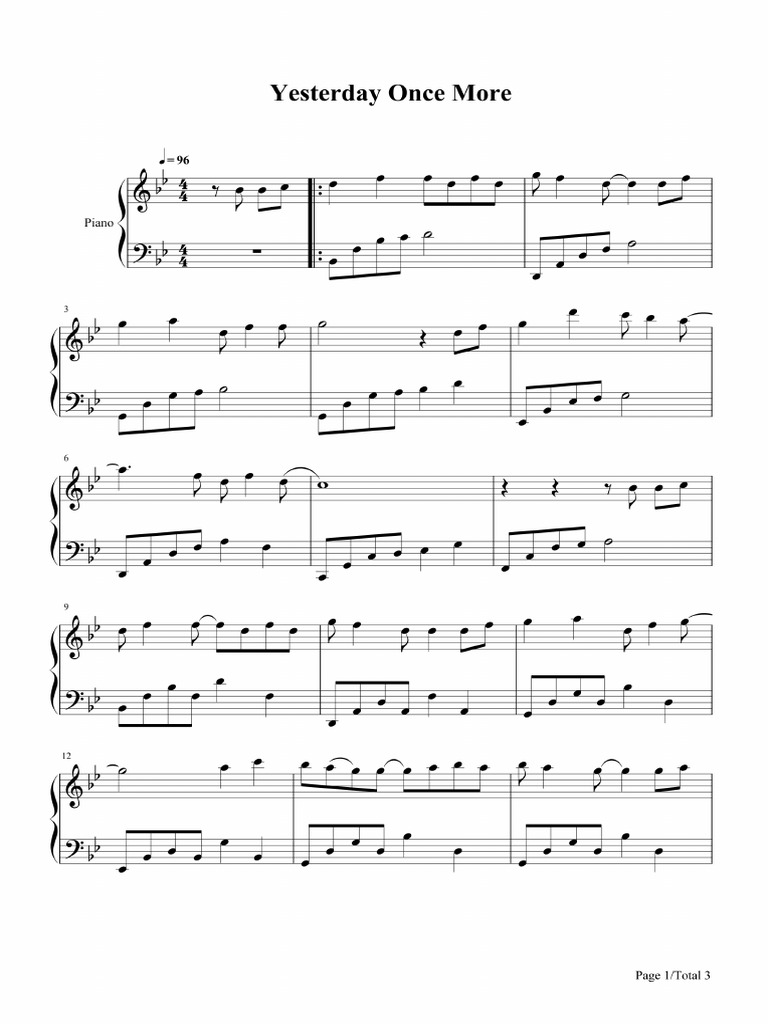 Yesterday Once More (BB Major) | PDF
