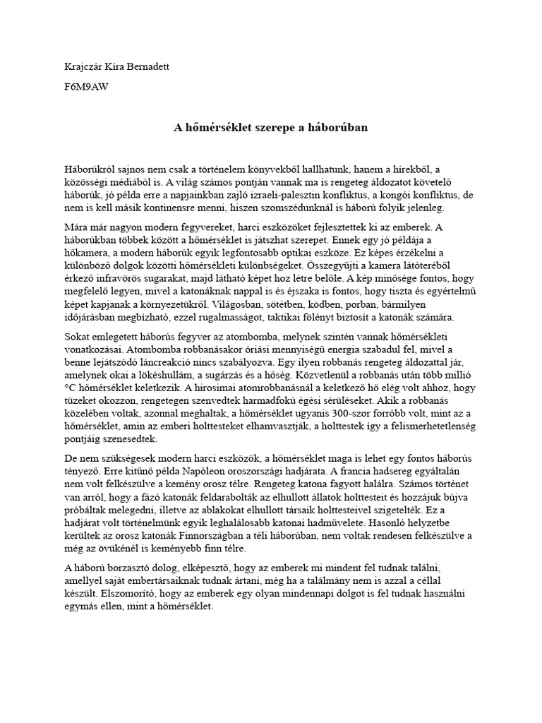 Thermománia Esszé | PDF