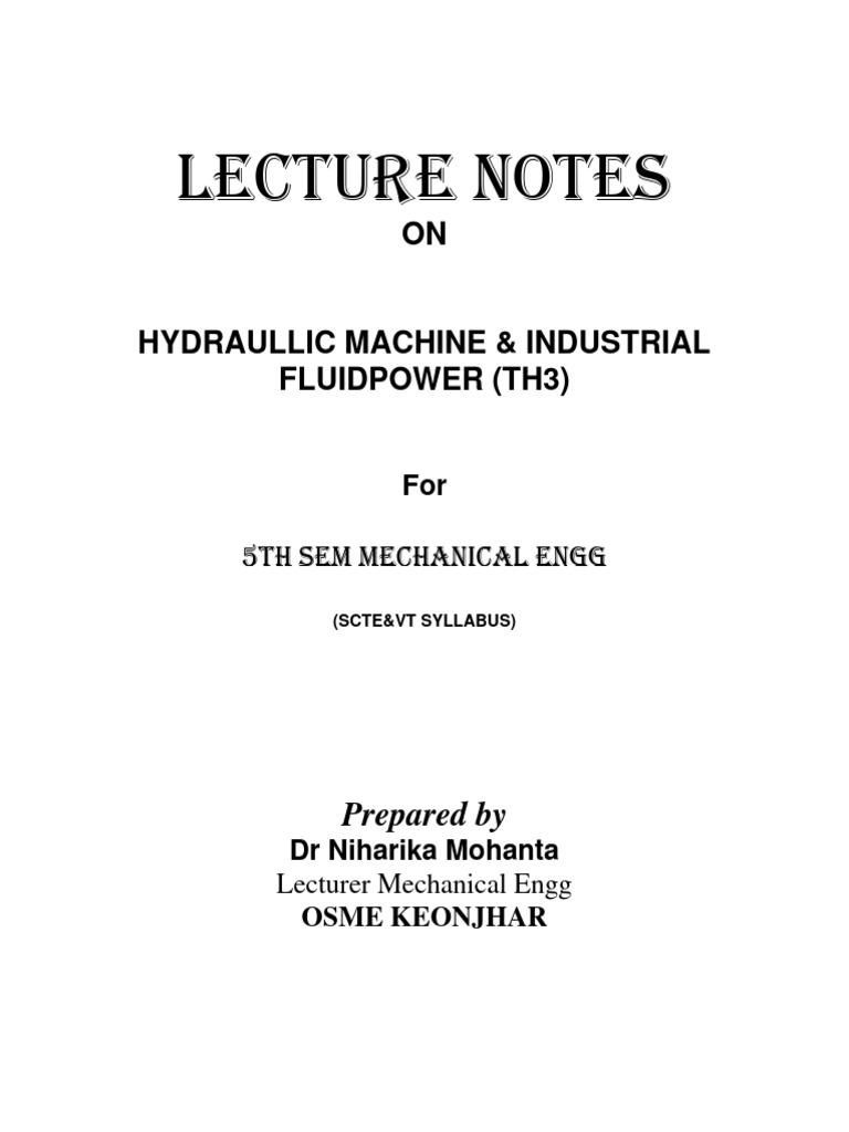 LECTURENOTE Mech HMIF | PDF | Pump | Actuator