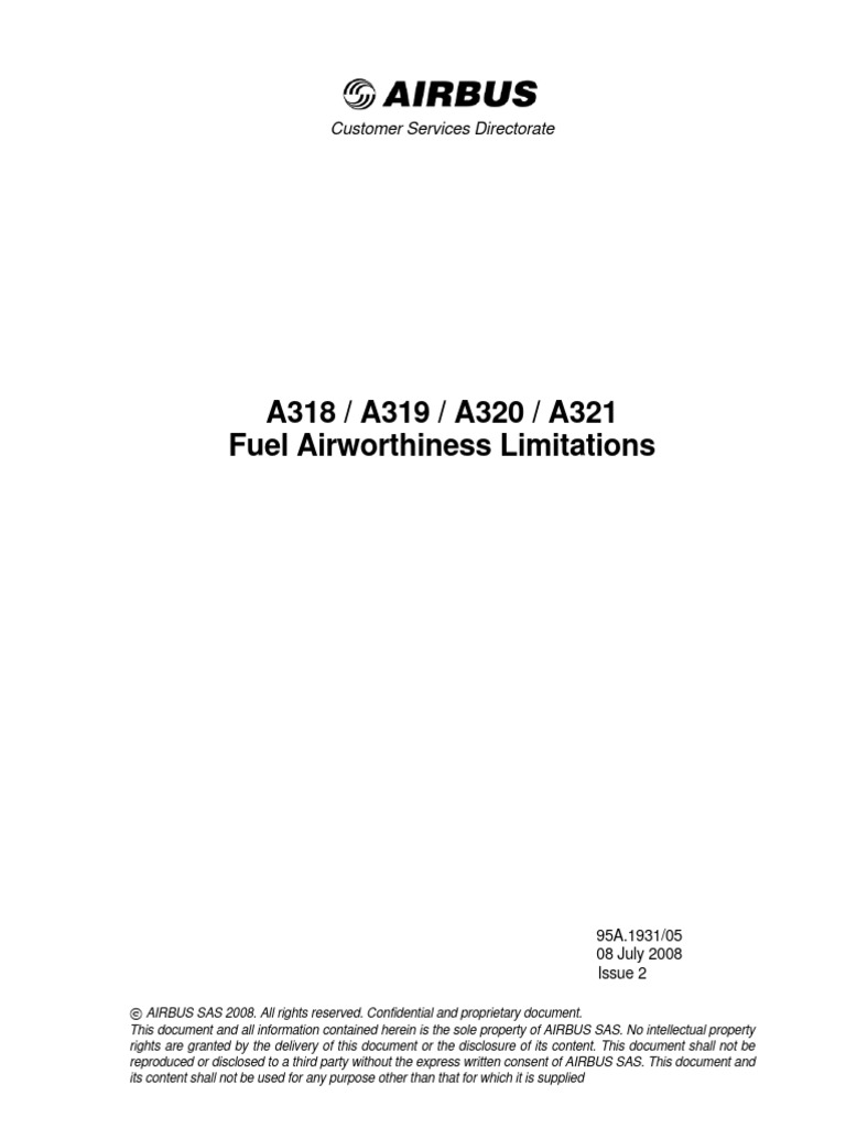 A318/A319/A320/A321 Fuel Limitations | PDF | Aviation | Airbus