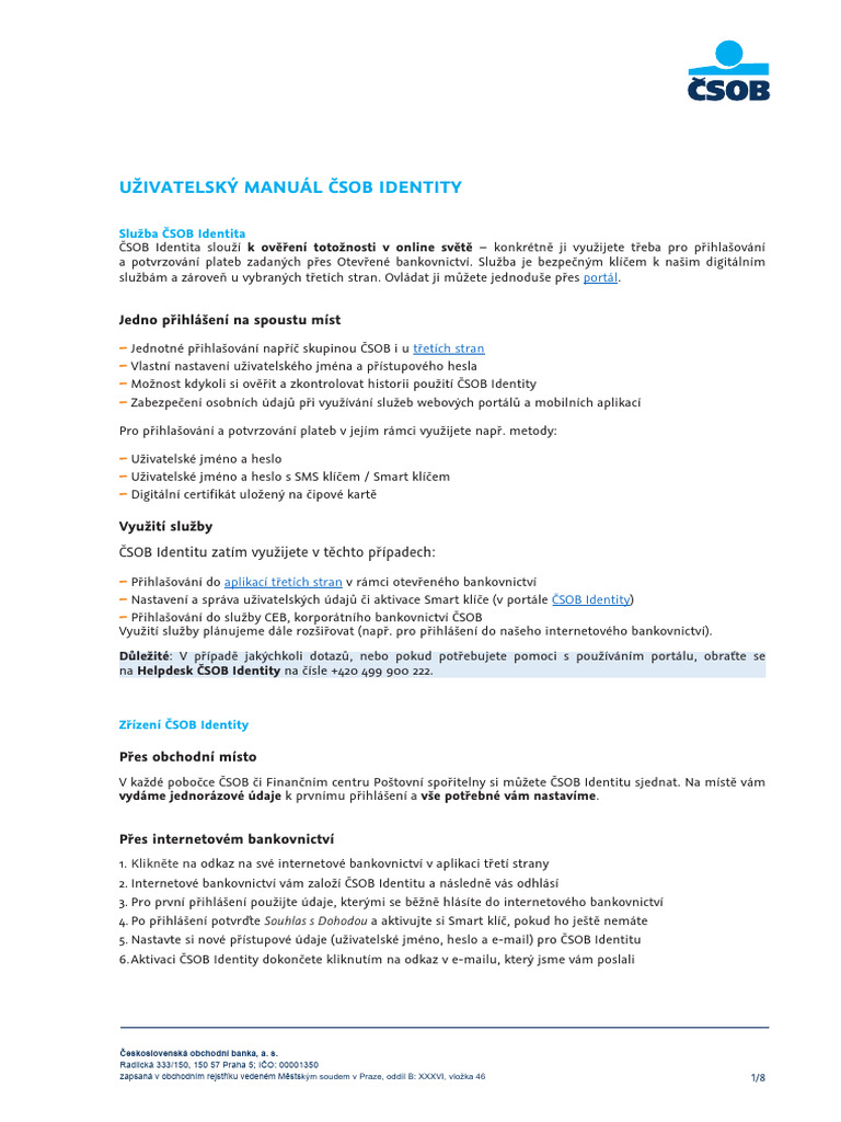 Csob Id Manual | PDF
