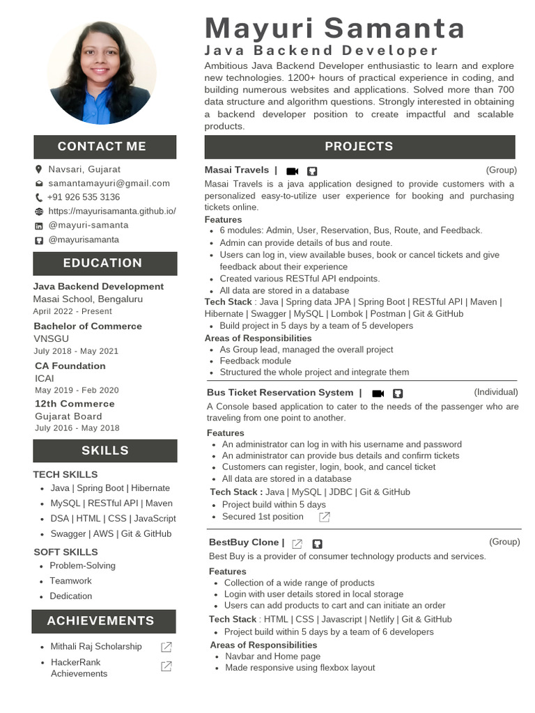 Mayuri Samanta Resume | PDF | Spring Framework | Java Script Mayuri Samanta Resume | PDF | Spring Framework | Java Script