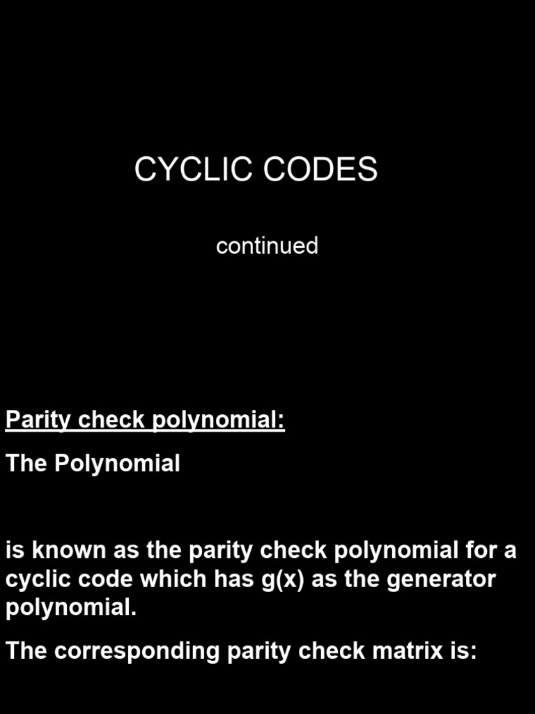 Cyclic Codes | PDF | Algorithms | Abstract Algebra