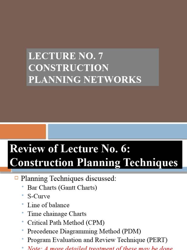 SC431 Lecture No. 7 - Construction Planning Networks | PDF | Systems Science
