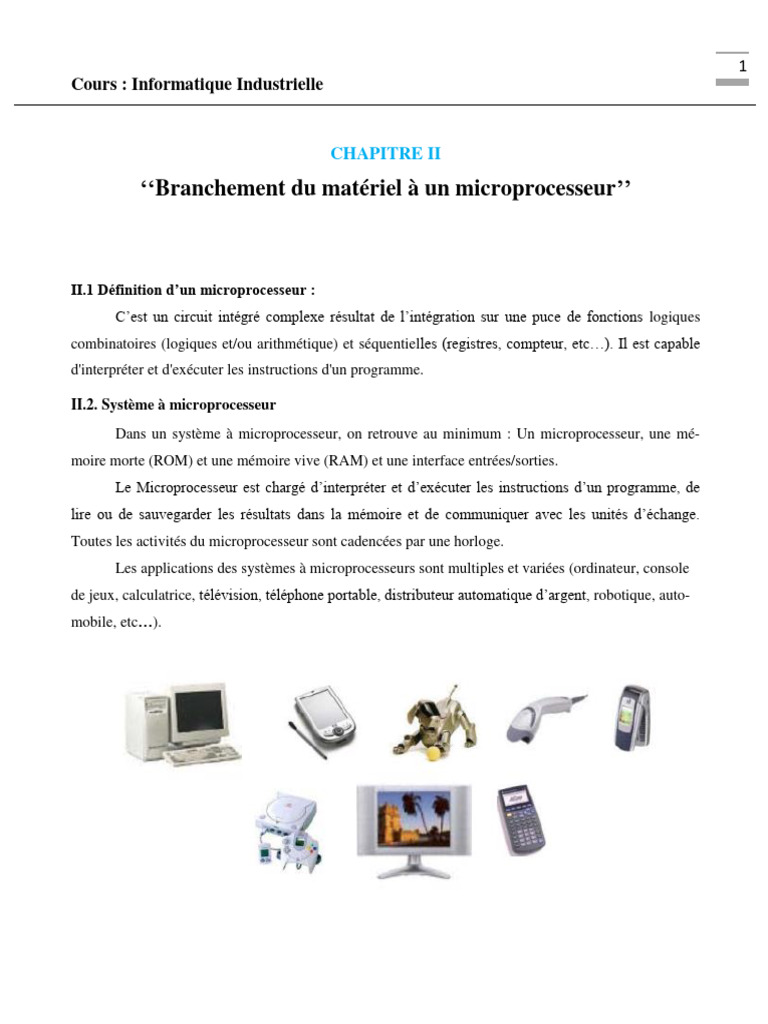 Définition et fonctionnement du microprocesseur | PDF | Entrée/Sortie ...