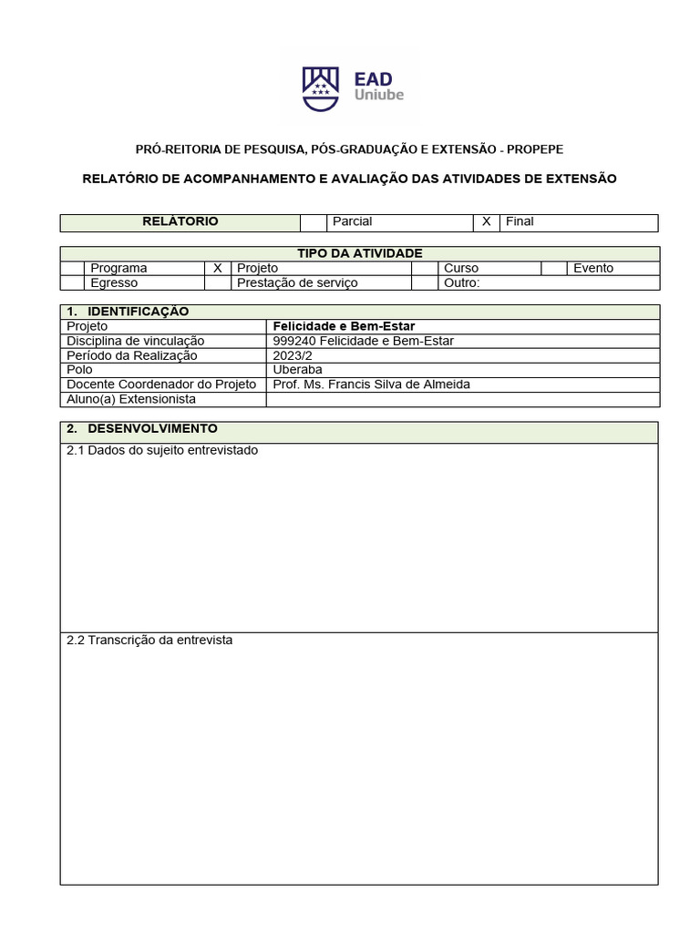 ATIVIDADE 2 Modelo de Relat Rio | PDF