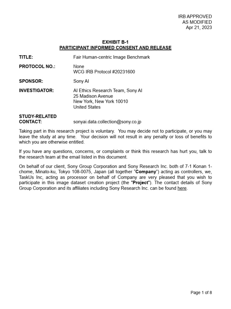 V2 Final - Consent Form - Exhibit B-1 S0-2 Image Subject | PDF ...
