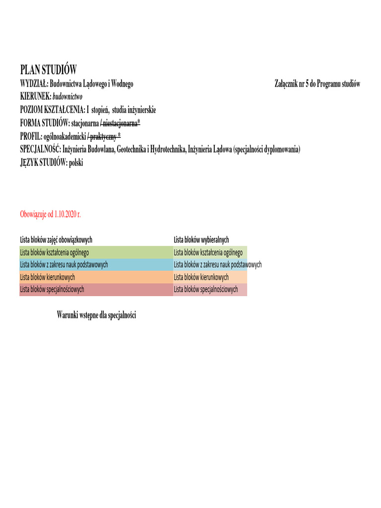 Plan Studiów | PDF