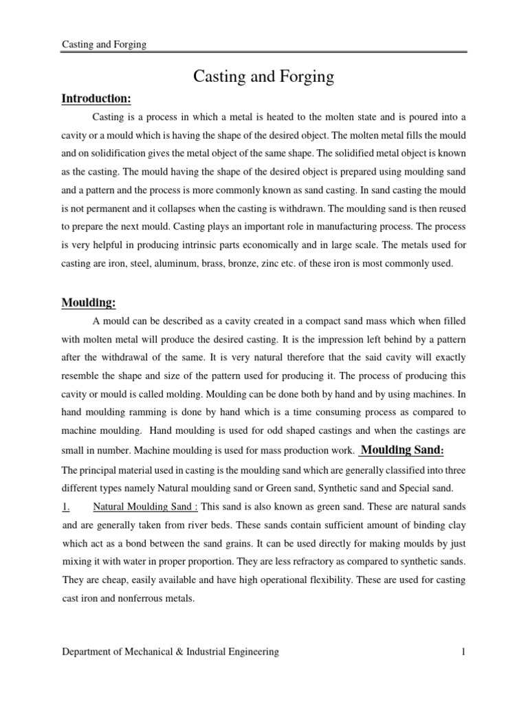 Casting & Forging Notes - 2022 | PDF | Casting | Forging