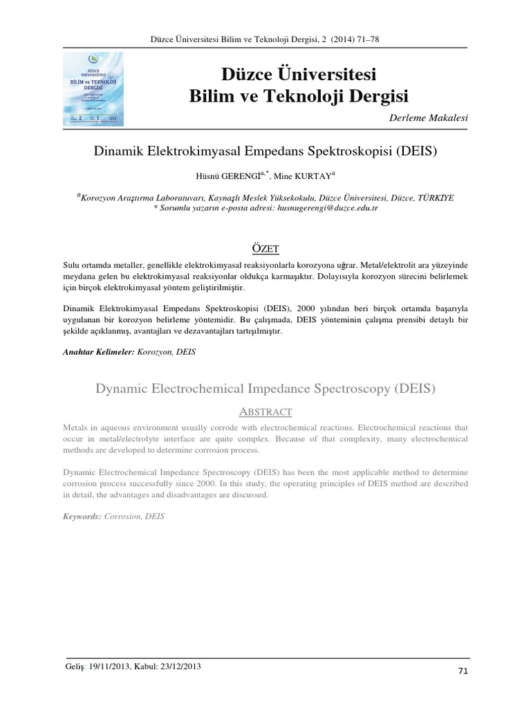C11 - Dinamik Elektrokimyasal Empedans (DEIS) | PDF