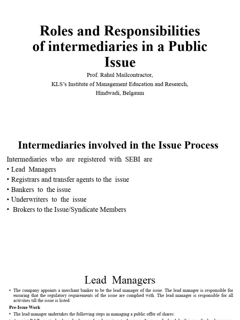 Module 2.2 Intermediaries Involved in The Issue Process | PDF ...