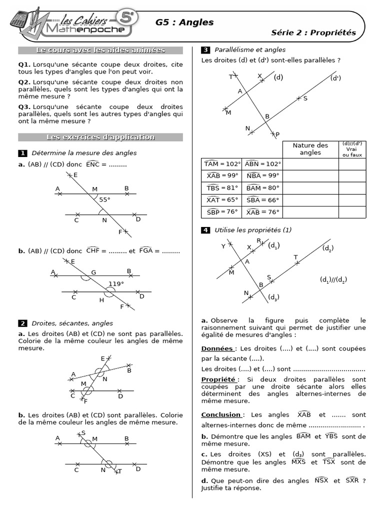 Exercices sur les angles 5ème | PDF