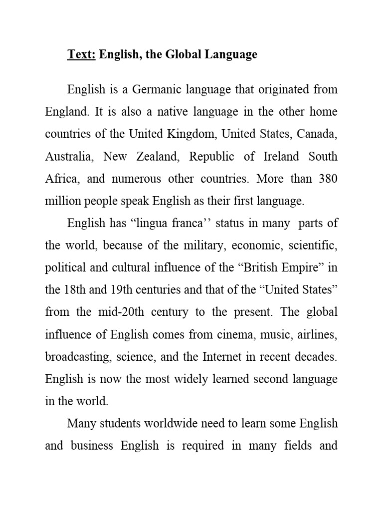 L1 English, The Global Language 2 | PDF
