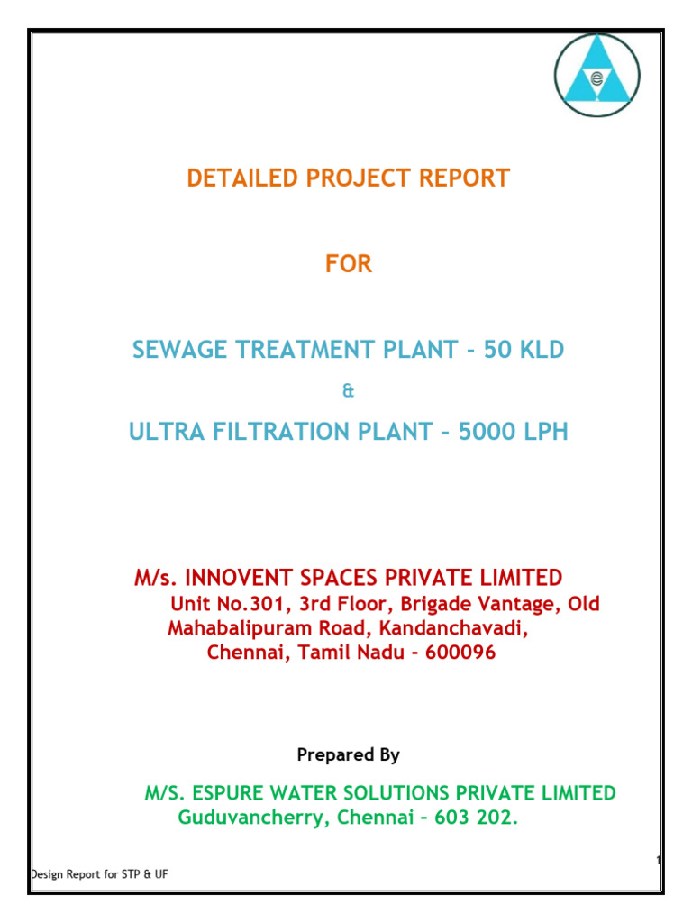 STP & UF Design Report for 50 KLD | PDF | Sewage Treatment | Water ...