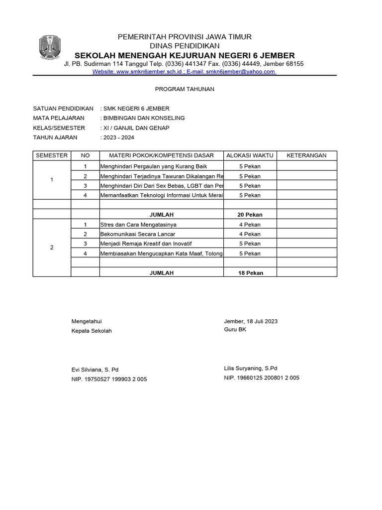 Prota Kelas Xi | PDF