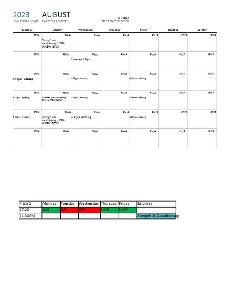 U19 Training Yearly Plan | PDF