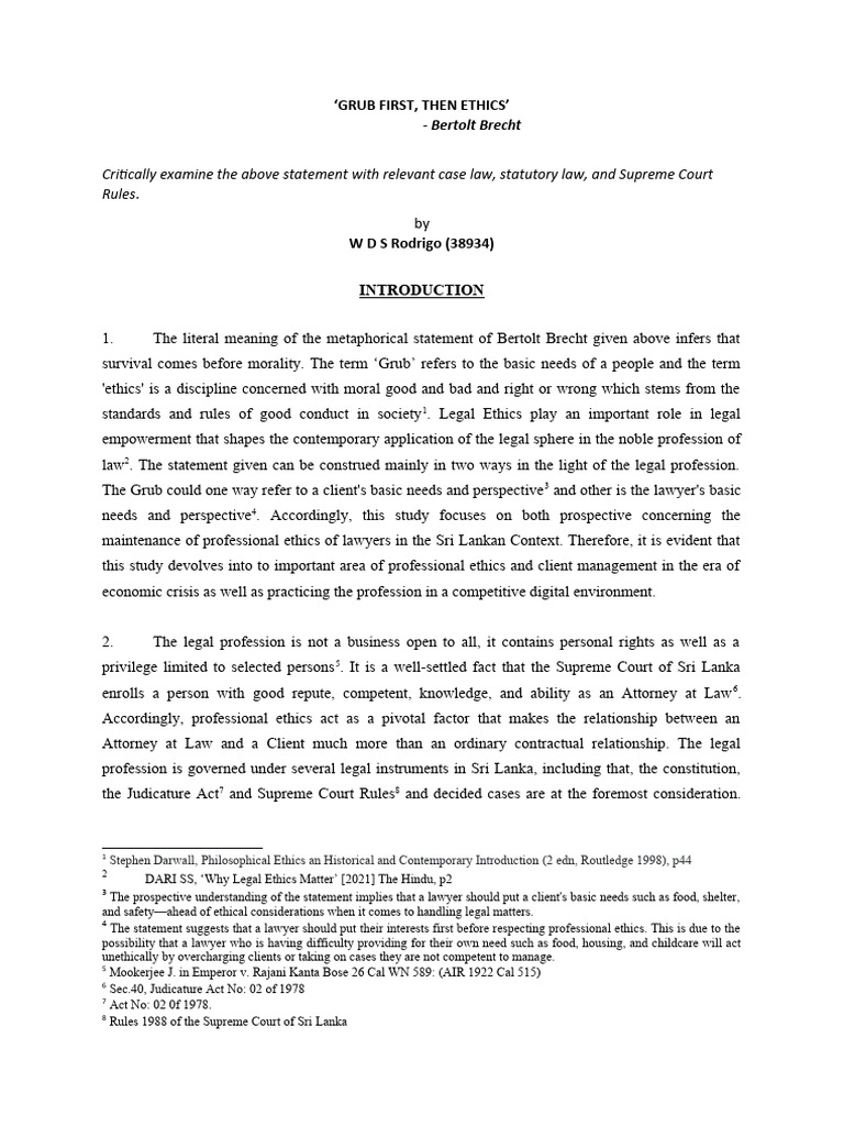 Assingment 1 - Professional Ethics - Edited | PDF | Lawyer | Professional Ethics