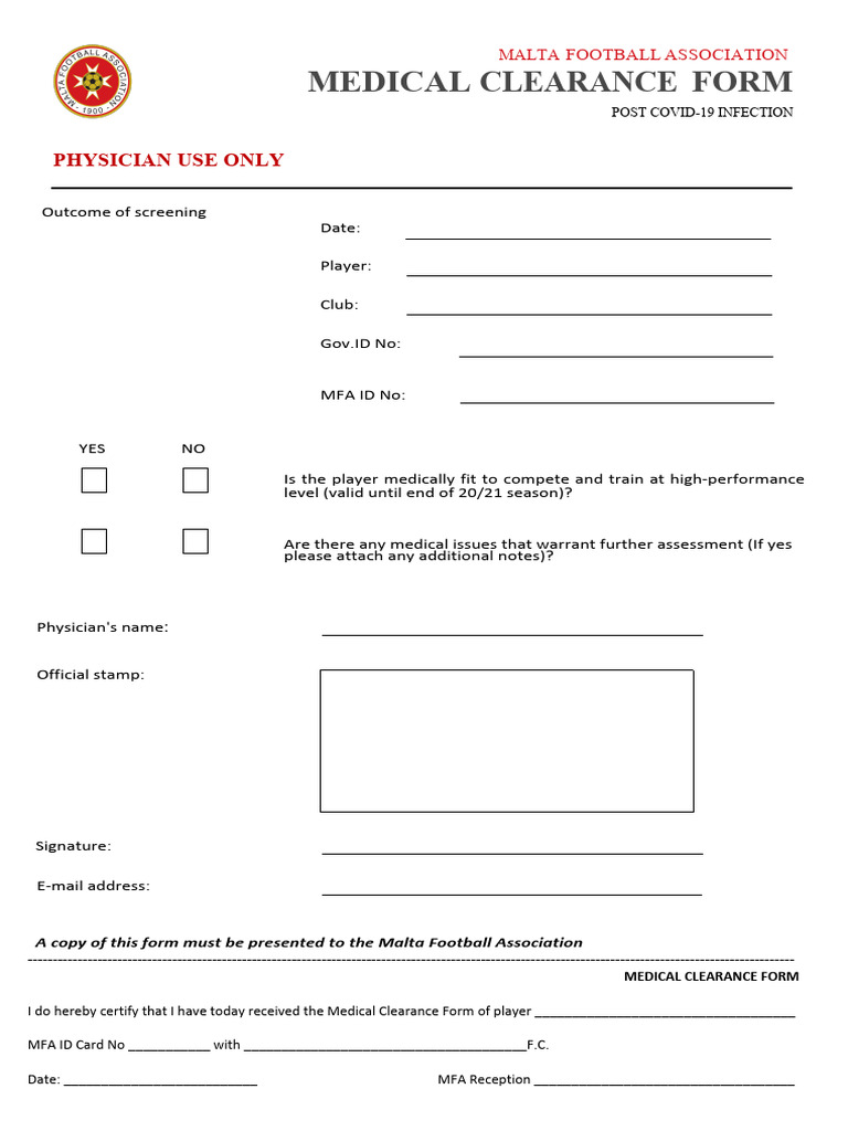 Medical Clearance Form | PDF | Heart | Blood Pressure