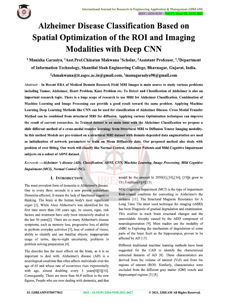 Alzheimer Disease Classification Based On | PDF