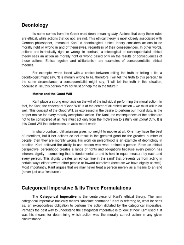 Handout 8 - Kant S Ethics | PDF | Immanuel Kant | Ethical Theories