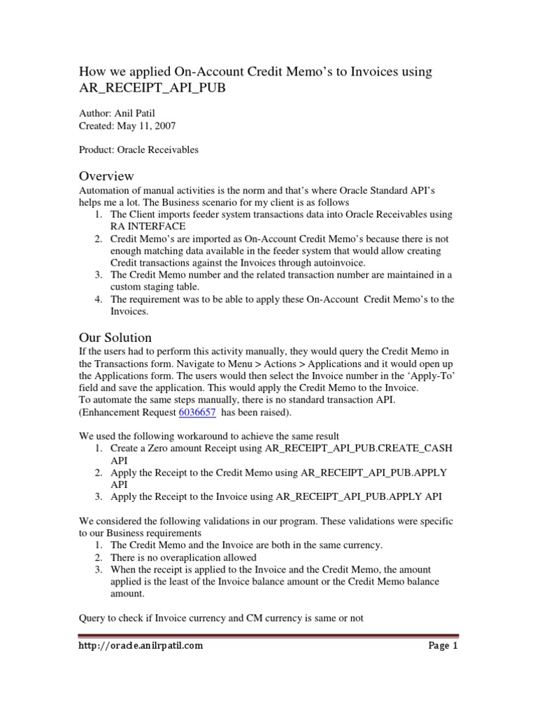 Ar Receipt API Pub | Receipt | Invoice