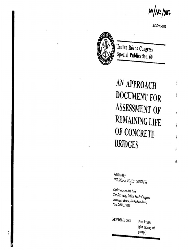 IRC-SP-60-2002 - Assessment of Life of Concrete Bridge | PDF