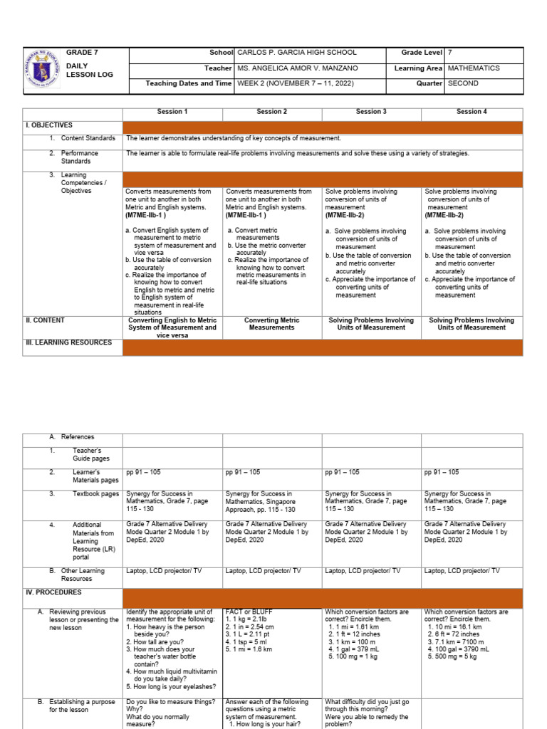 Lesson Plan | PDF | Pound (Mass) | Weight