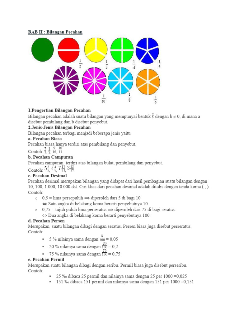 Jenis dan Operasi Bilangan Pecahan | PDF | Karier & Perkembangan | Seni ...