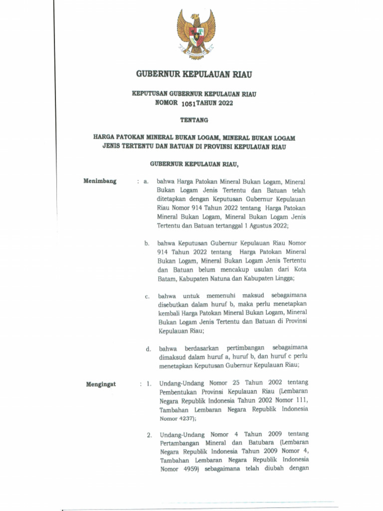 SK Harga Patokan 2022 | PDF