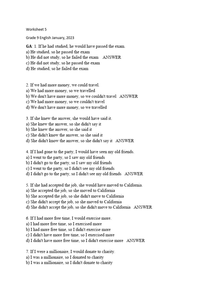 Grade 9 English Grammar Worksheet | PDF | Grammatical Number | Verb