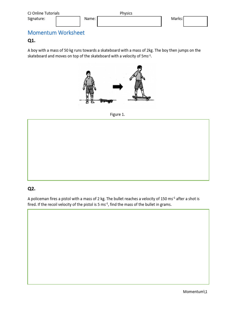 Worksheet 02 - Momentum | PDF