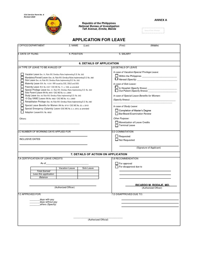 Leave Form Blank | PDF | Parental Leave | Sick Leave