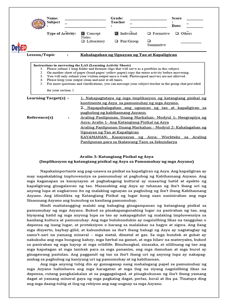 Las Aral Pan 7 (Module 2) Aralin 3 | PDF