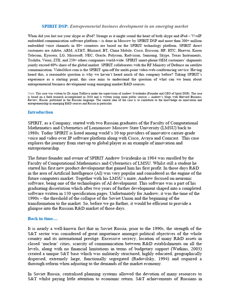 Spirit Case Study | PDF | World Politics | Soviet Union Spirit Case Study | PDF | World Politics | Soviet Union