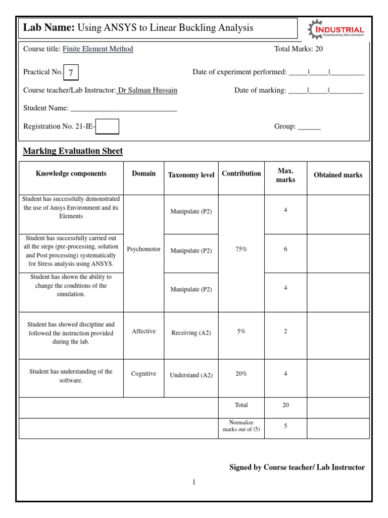 (LAB 7) Using ANSYS To Linear Buckling Analysis | PDF | Buckling ...