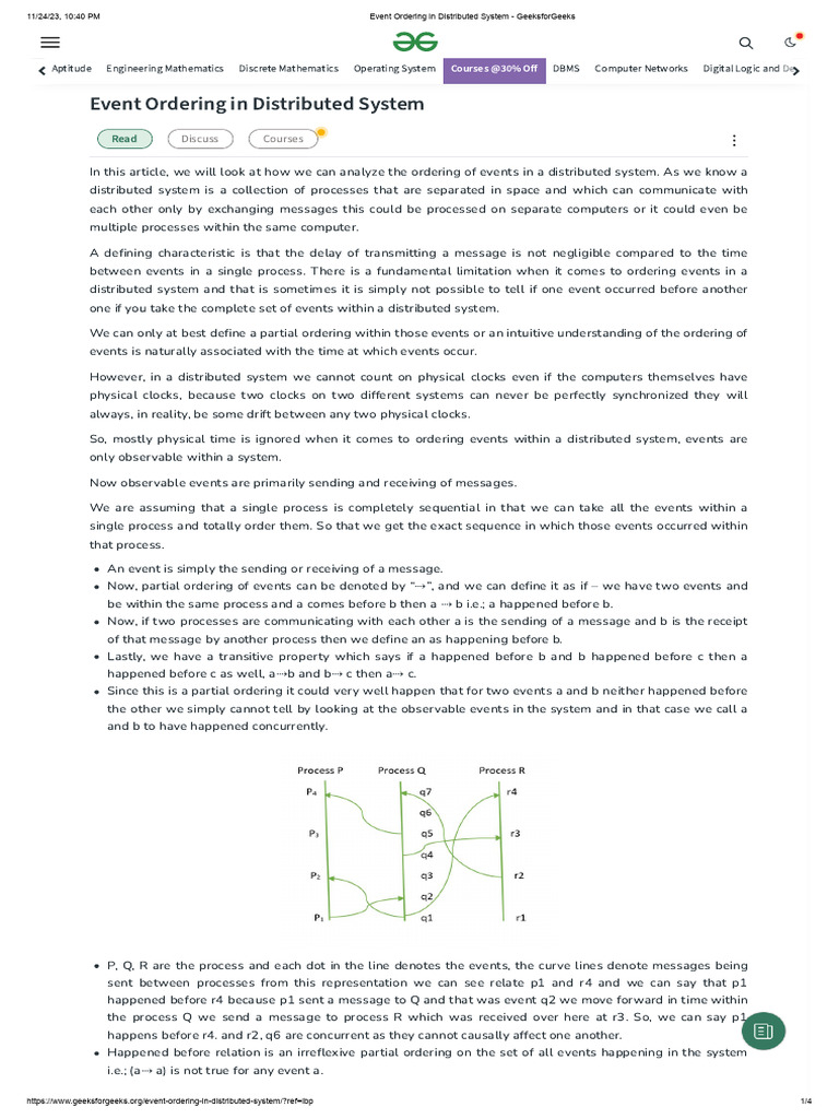 Event Ordering in Distributed System - GeeksforGeeks | PDF ... Event Ordering in Distributed System - GeeksforGeeks | PDF ...
