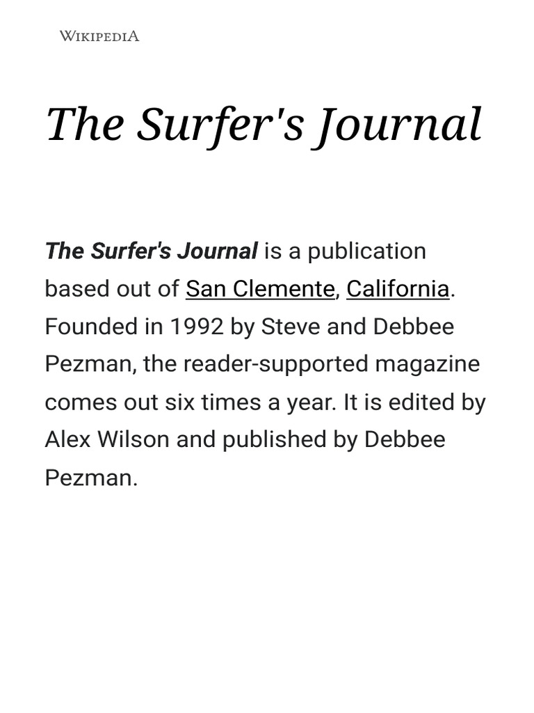 The Surfer's Journal | PDF | Water Sports | Boardsports