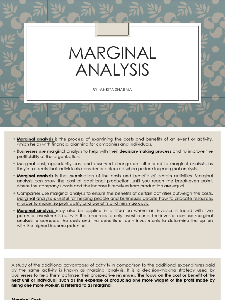 Marginal Analysis | PDF | Profit (Economics) | Economic Equilibrium