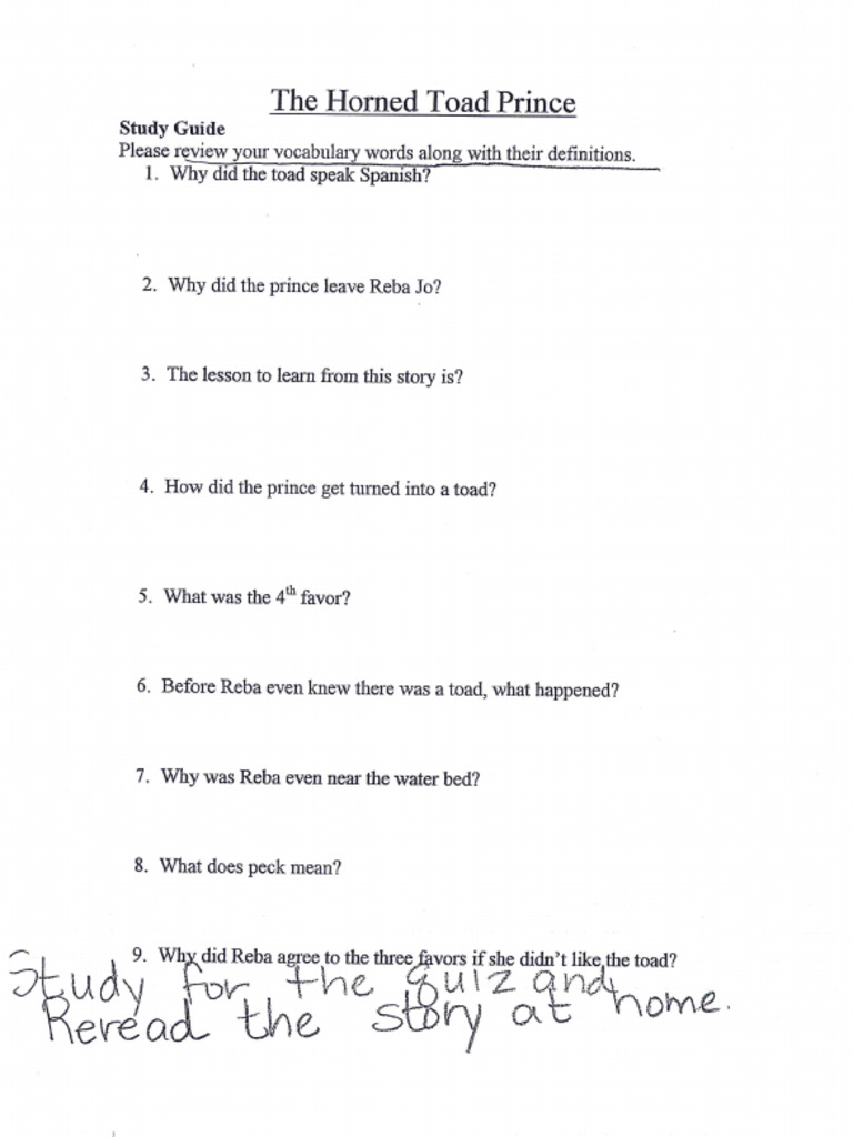 Horned Toad Prince Notes | PDF