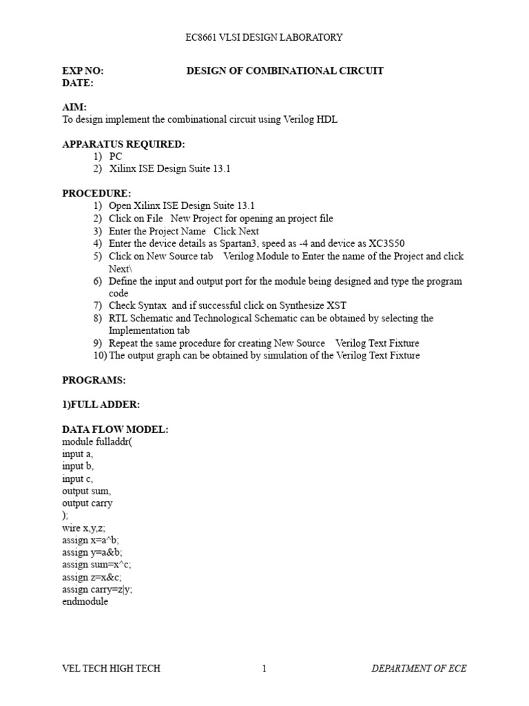 VLSI Programs | PDF | Hardware Description Language | Electronic Design Automation
