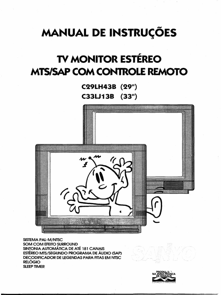 Manual TV Sanyo 33 Pol Model C33LJ13B | PDF