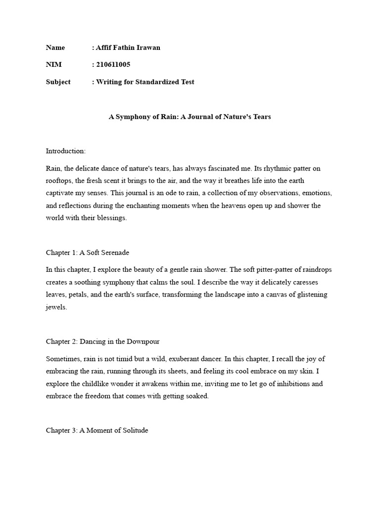 Drafting Journal | PDF | Rain