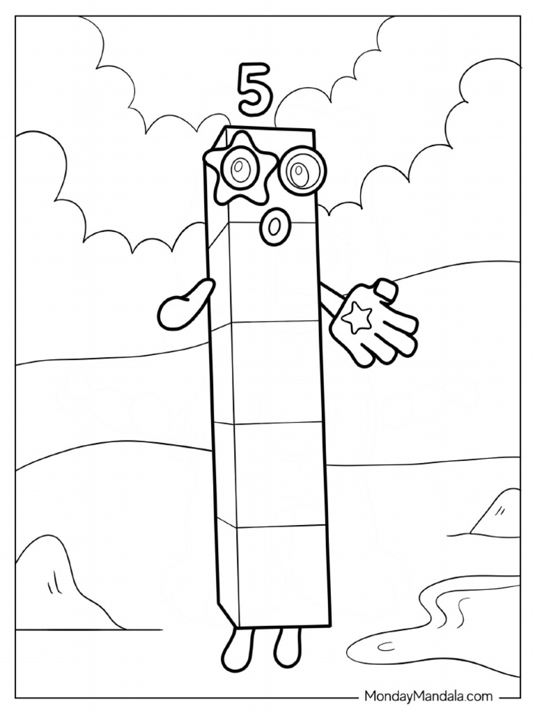 Numberblocks 5 Dancing Coloring Page | PDF
