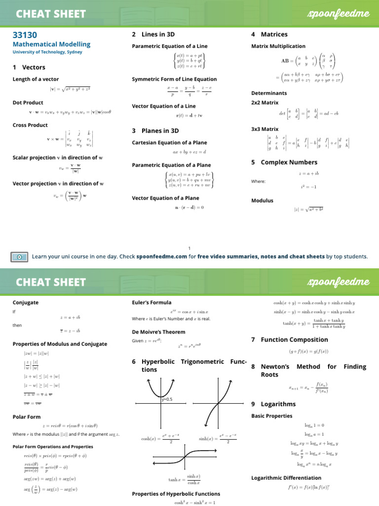Full Math Notes - 33130 | PDF | Integral | Complex Number