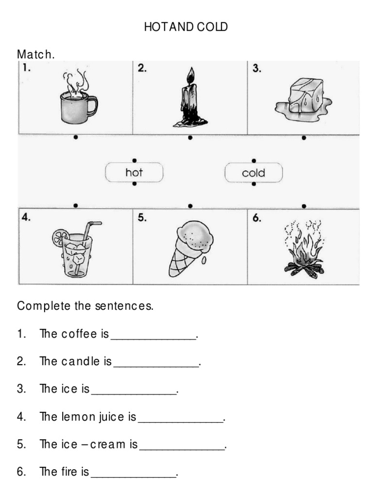 Hot Cold Worksheet