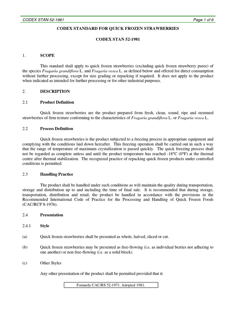 CXS 052e | PDF | Sucrose | Freezing